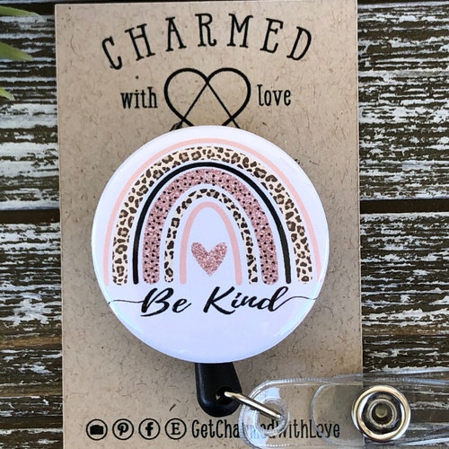 Be Kind Badge Holder/be Kind Badge Reel/leopard | Etsy