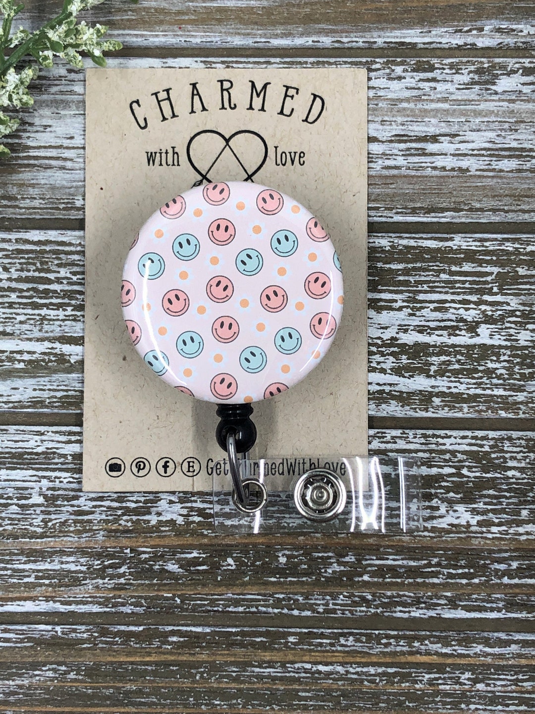 Smiley Face Badge Reel/badge Reel Nurse/cute Badge - Etsy