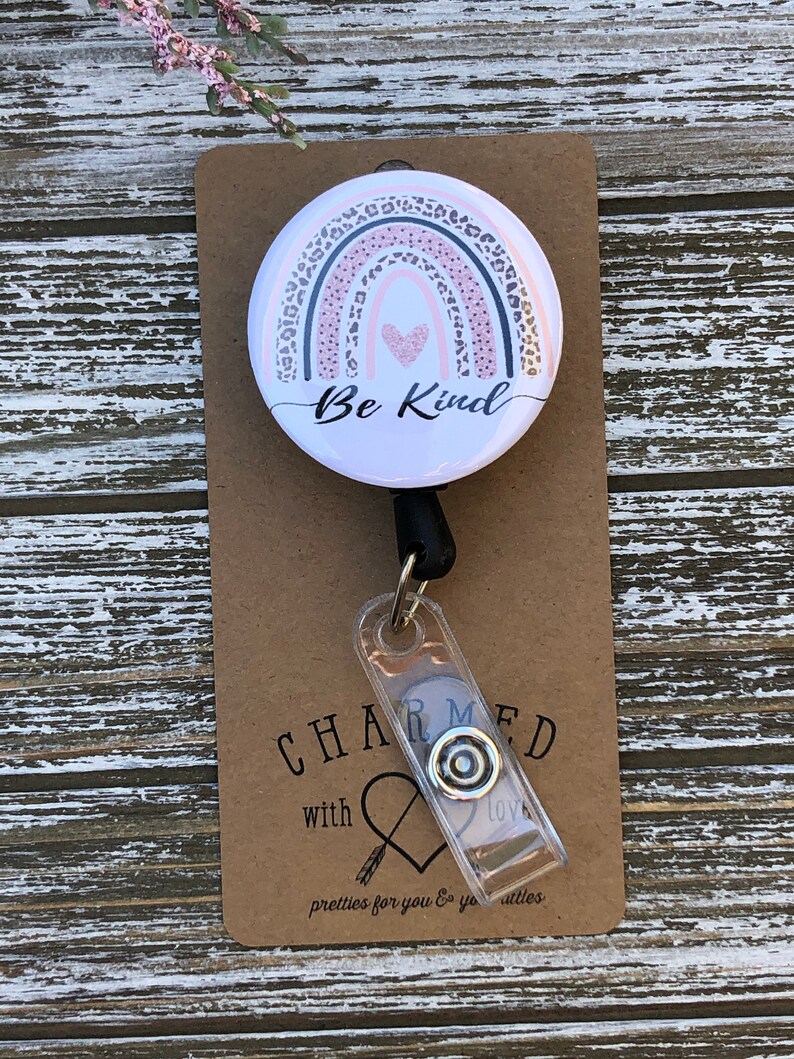 Be Kind Badge Holder/be Kind Badge Reel/leopard | Etsy