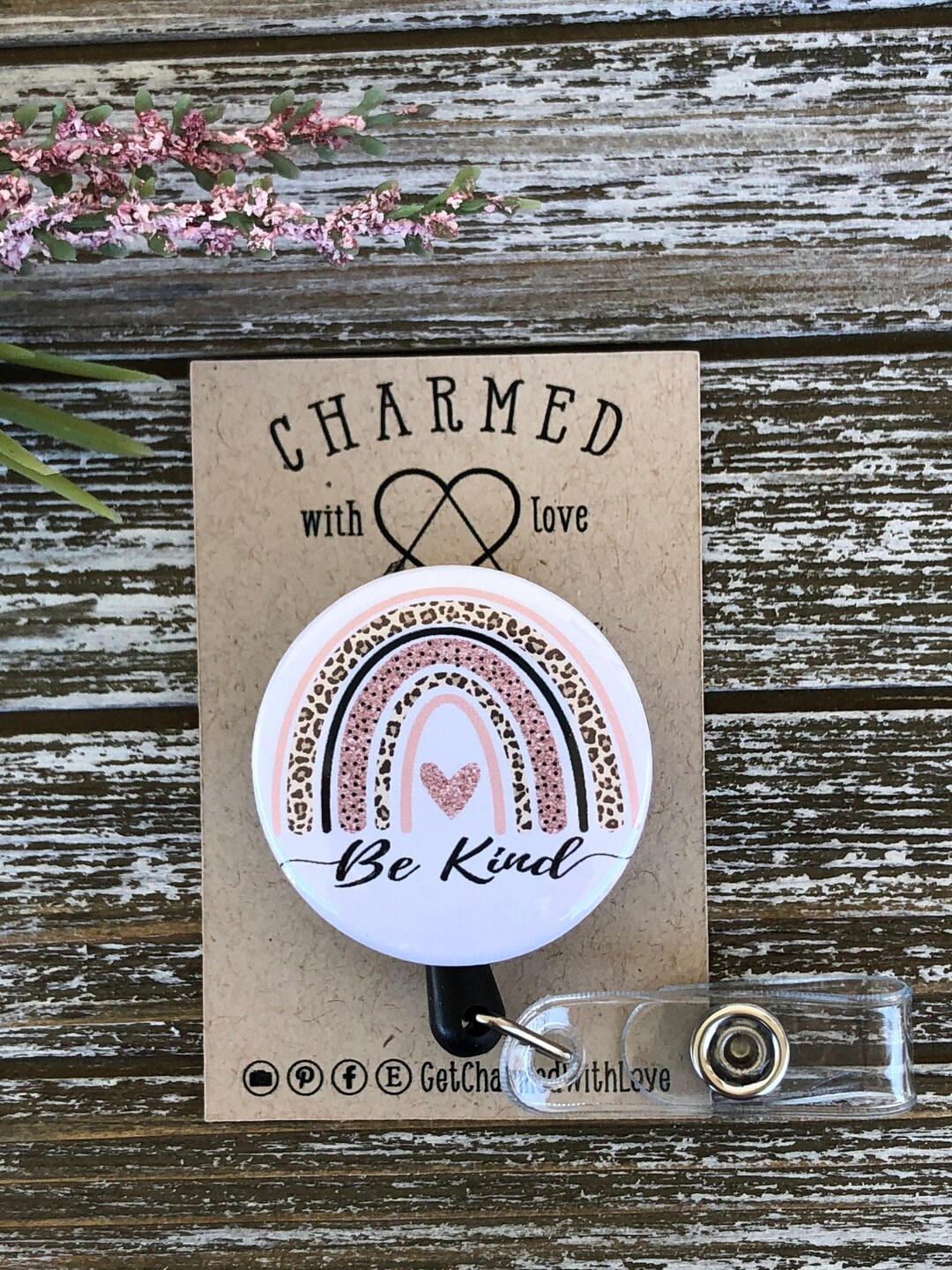 Be Kind Badge Holder/be Kind Badge Reel/leopard Print/rainbow/cute ...