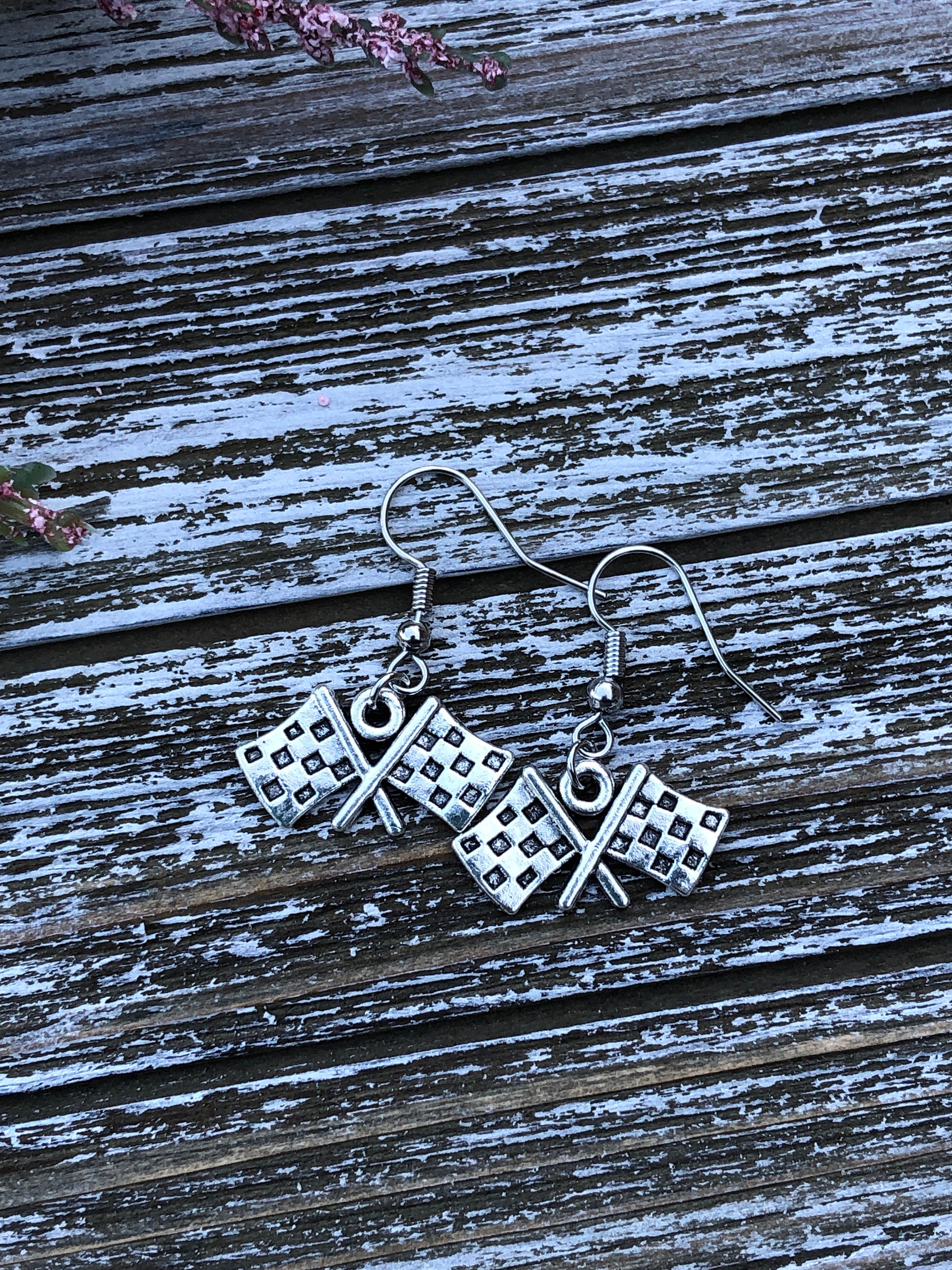 Checkered Flag Earrings/Race Day/Sunday's Are For | Etsy