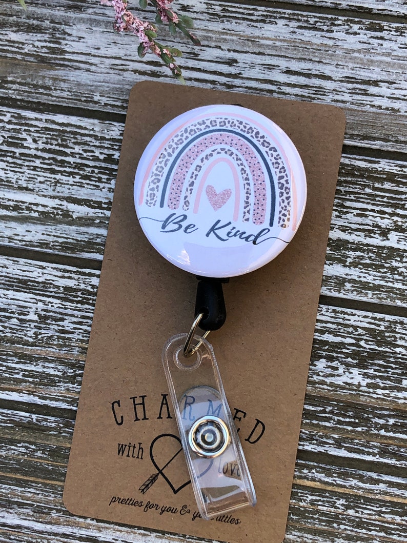 Be Kind Badge Holder/be Kind Badge Reel/leopard | Etsy