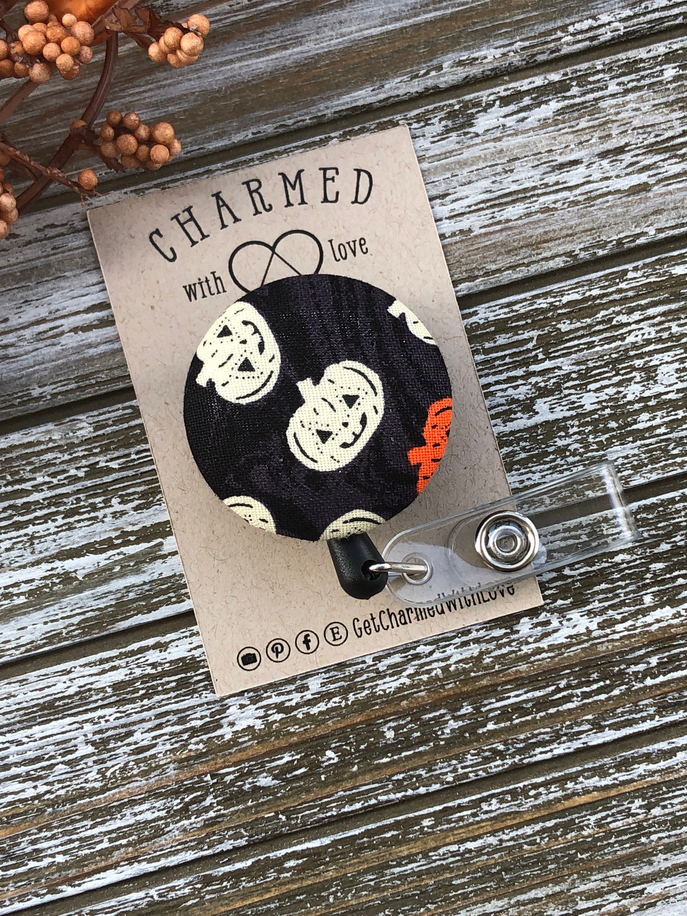 Fall Badge Reels/pumpkin Badge Holders/halloween Badge - Etsy