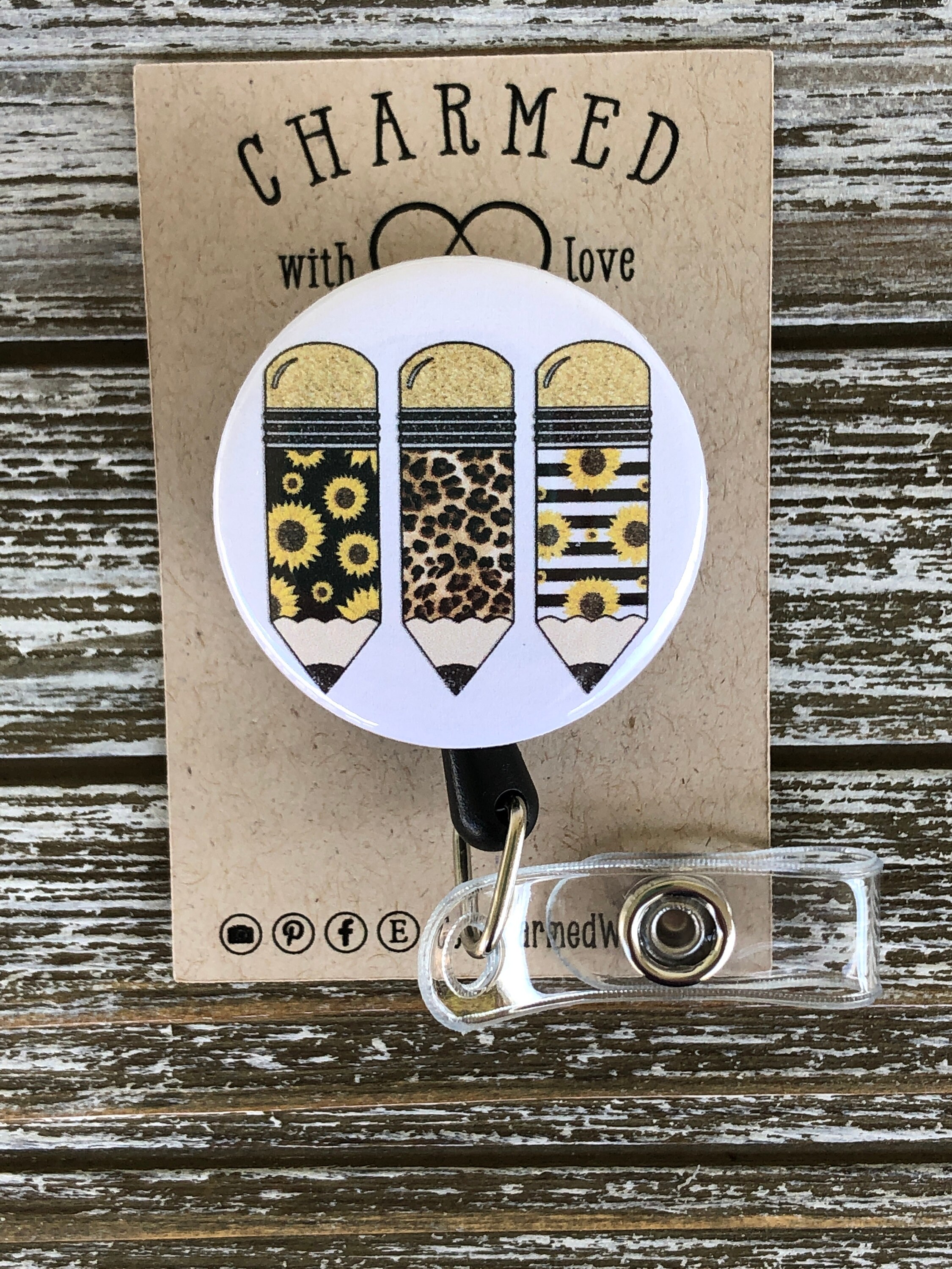 Cute Badge Holder/Sunflower Badge Reel/Teacher Badge Holder | Etsy