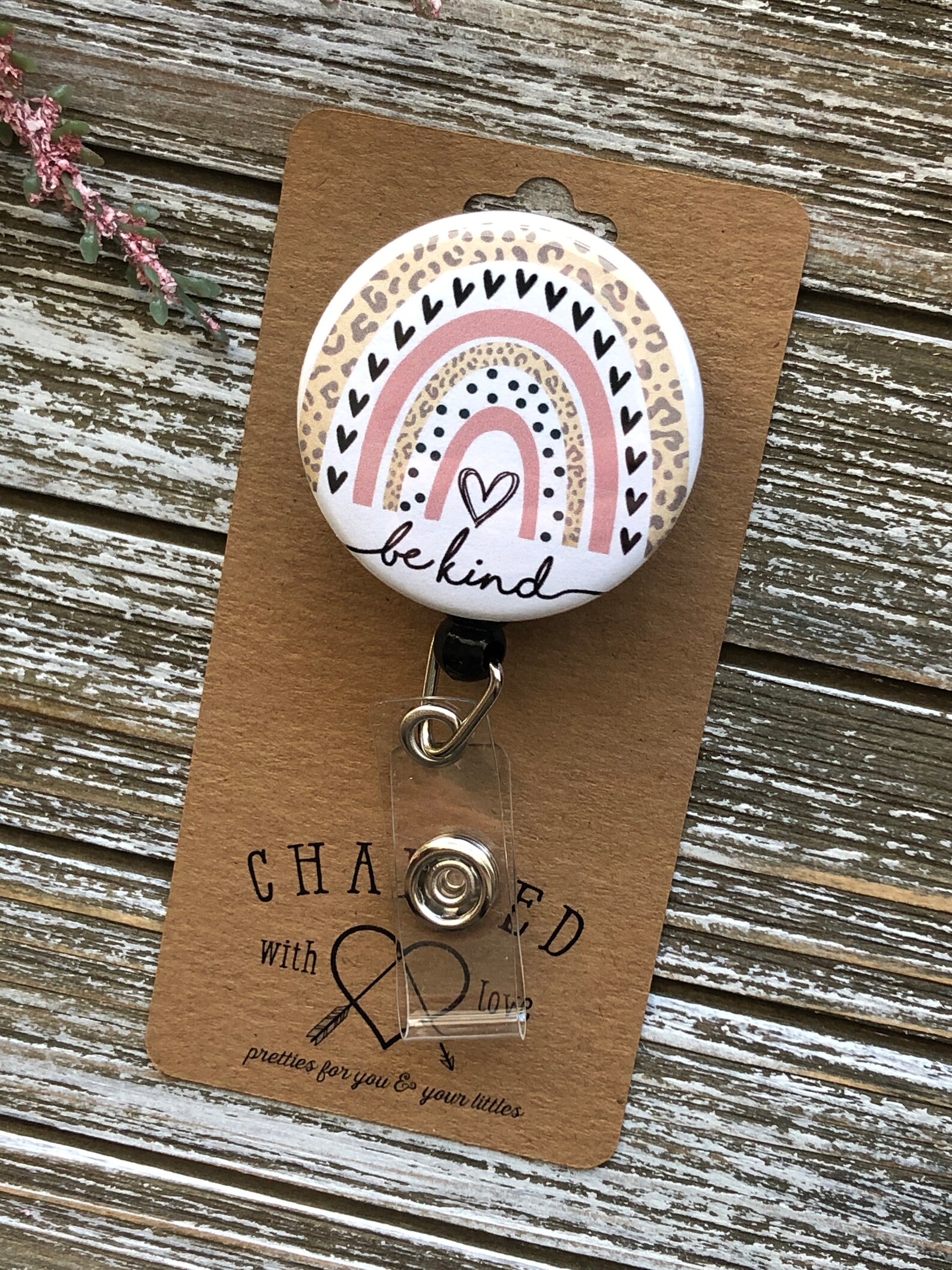 Be Kind Badge Holder/be Kind Badge Reel/leopard - Etsy