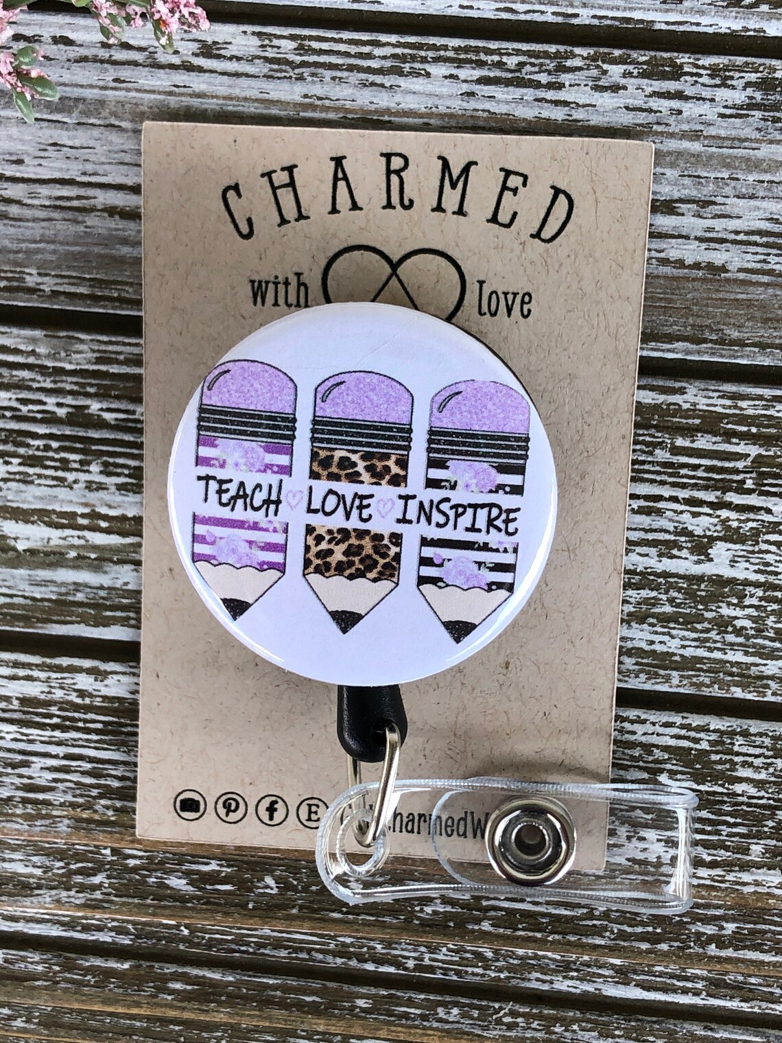 Teach/love/inspire/teacher Badge Reel/teacher Badge - Etsy