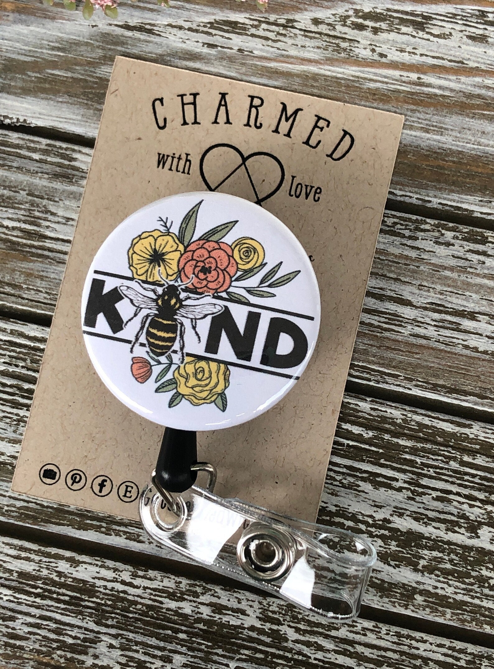 Be Kind Badge Holder/be Kind/floral Badge Reels/cute Badge - Etsy