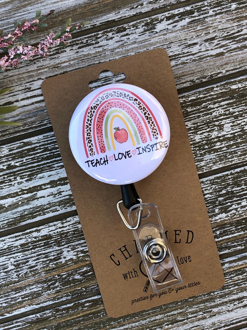 Teach/love/inspire/teacher Badge Holder/gifts for - Etsy