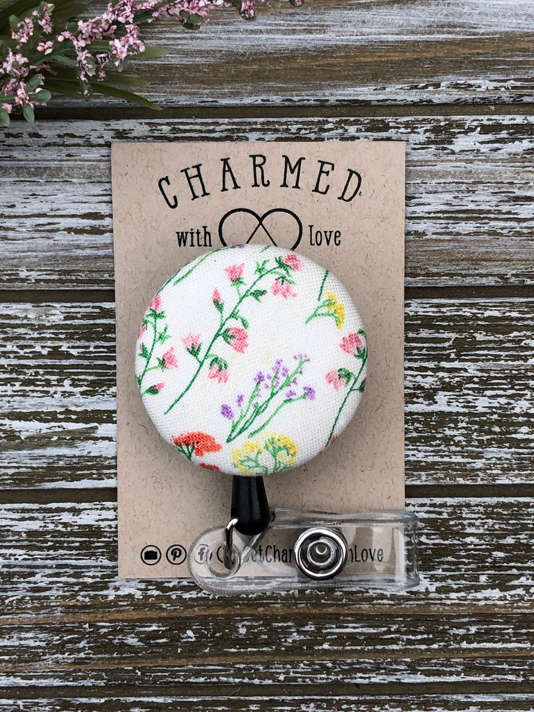 Cute Badge Holders/floral Badge Reel/fabric Badge Holder/flower Badge ...