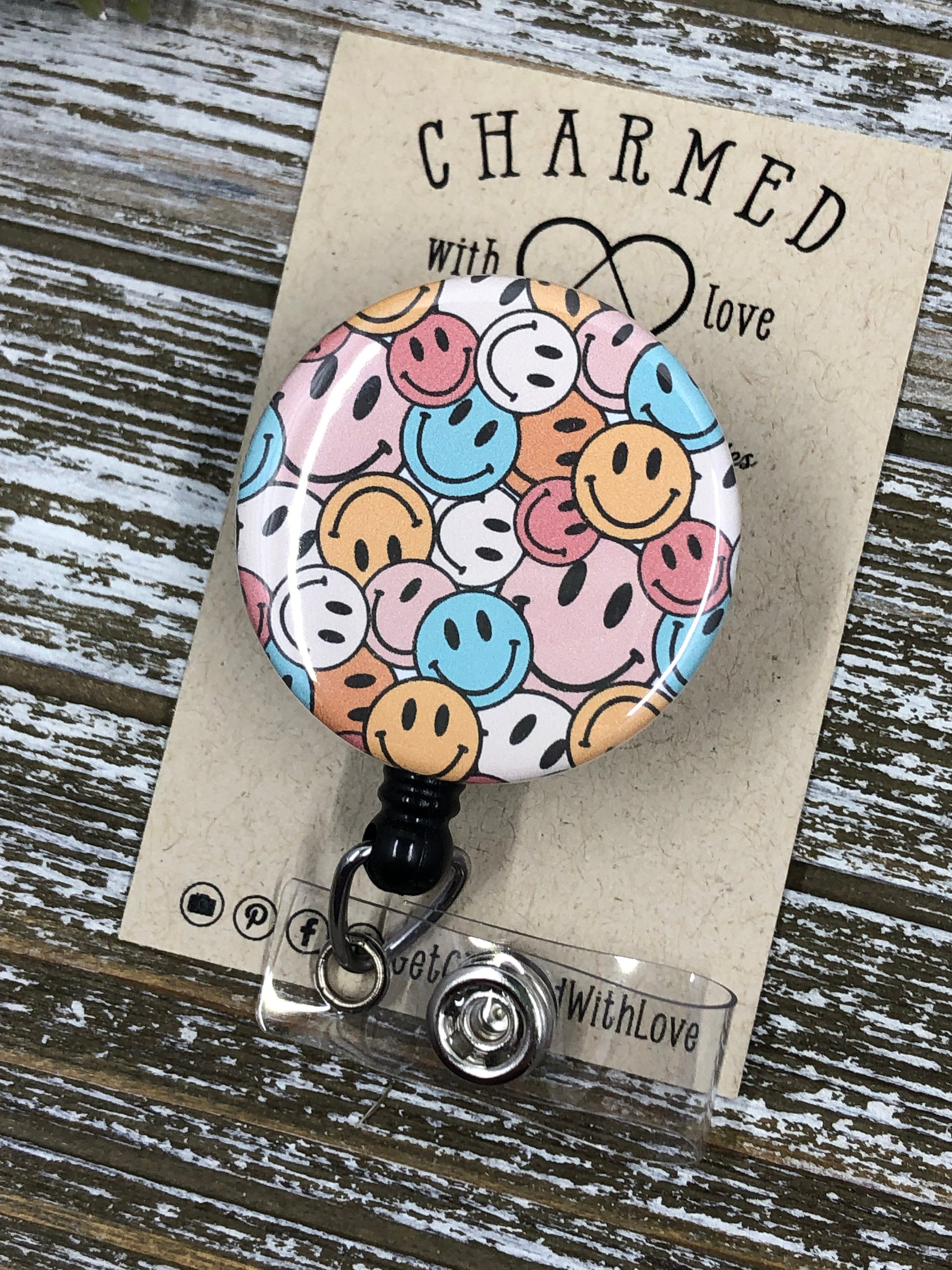 Smiley Face Badge Reel/retro Badge Reels/badge Reels - Etsy