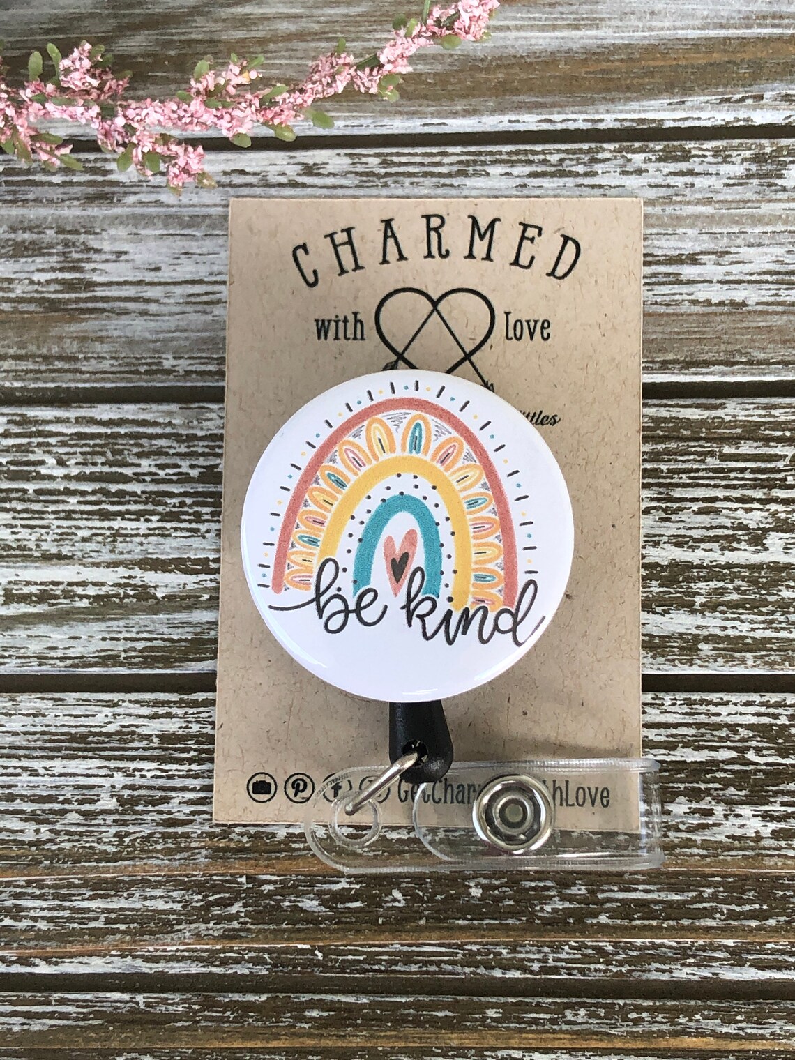 Be Kind Badge Reel/be Kind Badge Holder/be Kind Flower Badge - Etsy