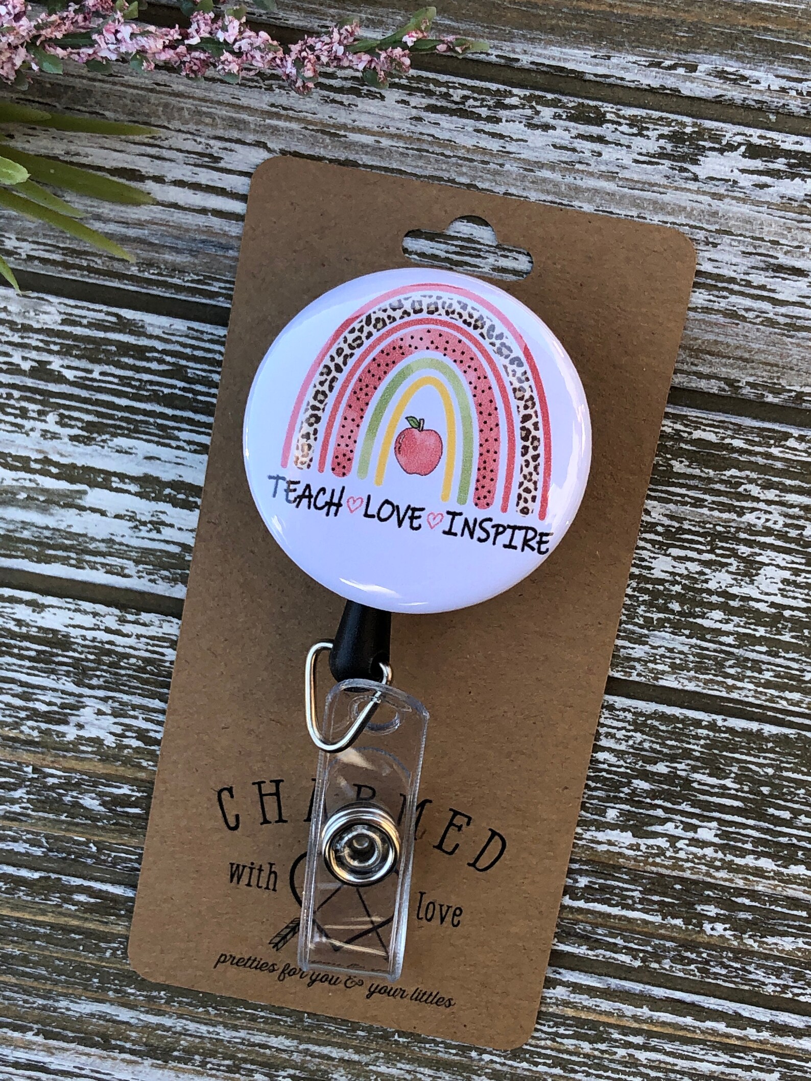 Teach/love/inspire/teacher Badge Holder/gifts for - Etsy