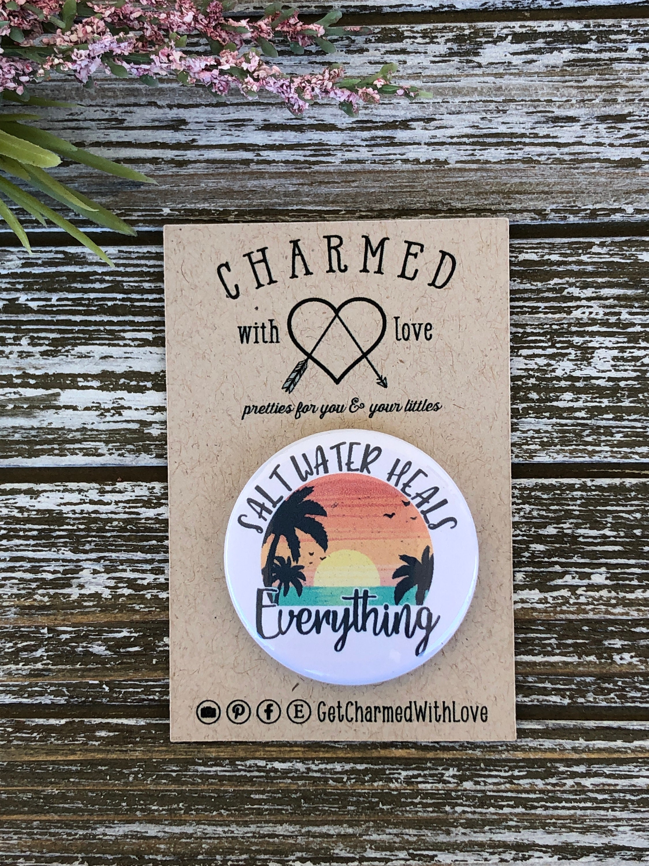 Cute Badge Holder/fun Badge Reel/salt Water Heals Everything - Etsy