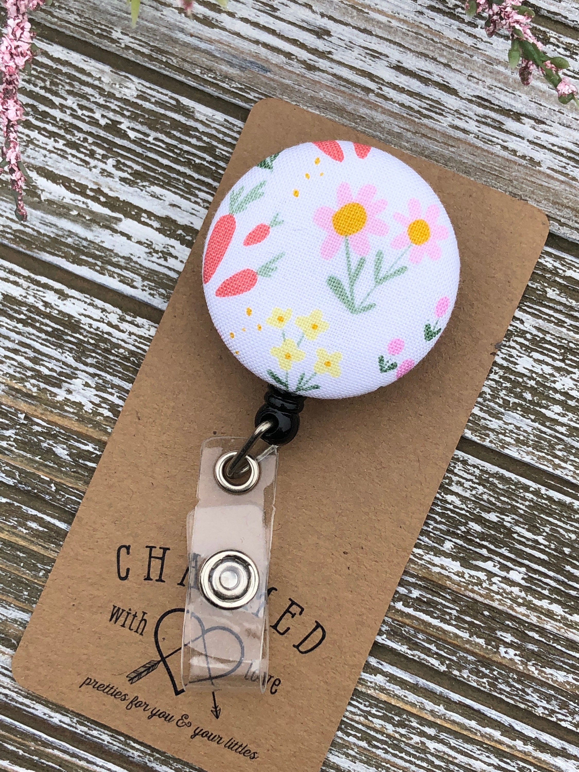 Spring Badge Holder/Easter Badge Reel/Cute Badge Holder/Floral | Etsy