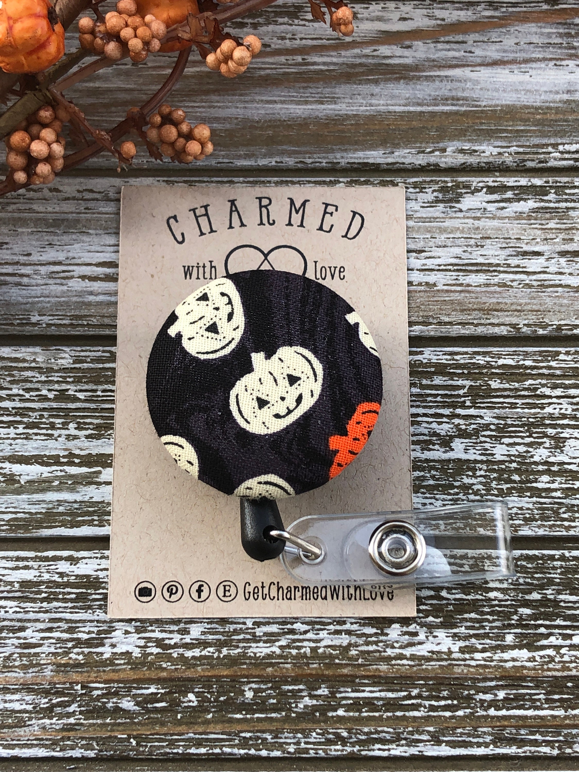 Fall Badge Reels/pumpkin Badge Holders/halloween Badge - Etsy