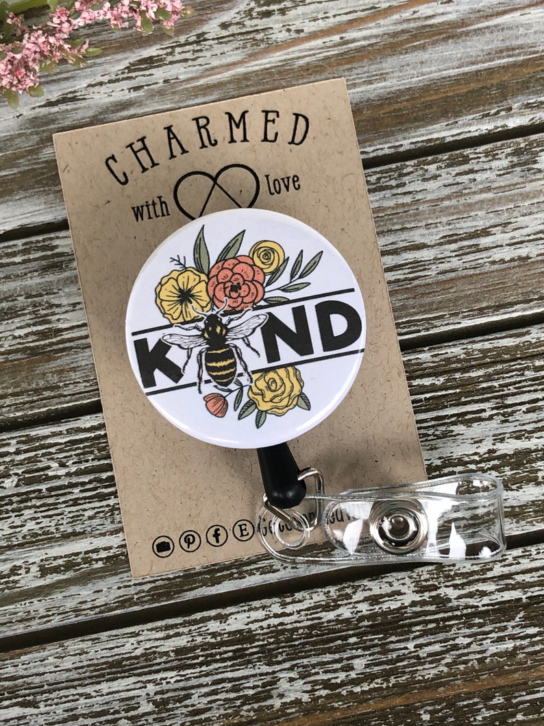Be Kind Badge Holder/be Kind/floral Badge Reels/cute Badge - Etsy