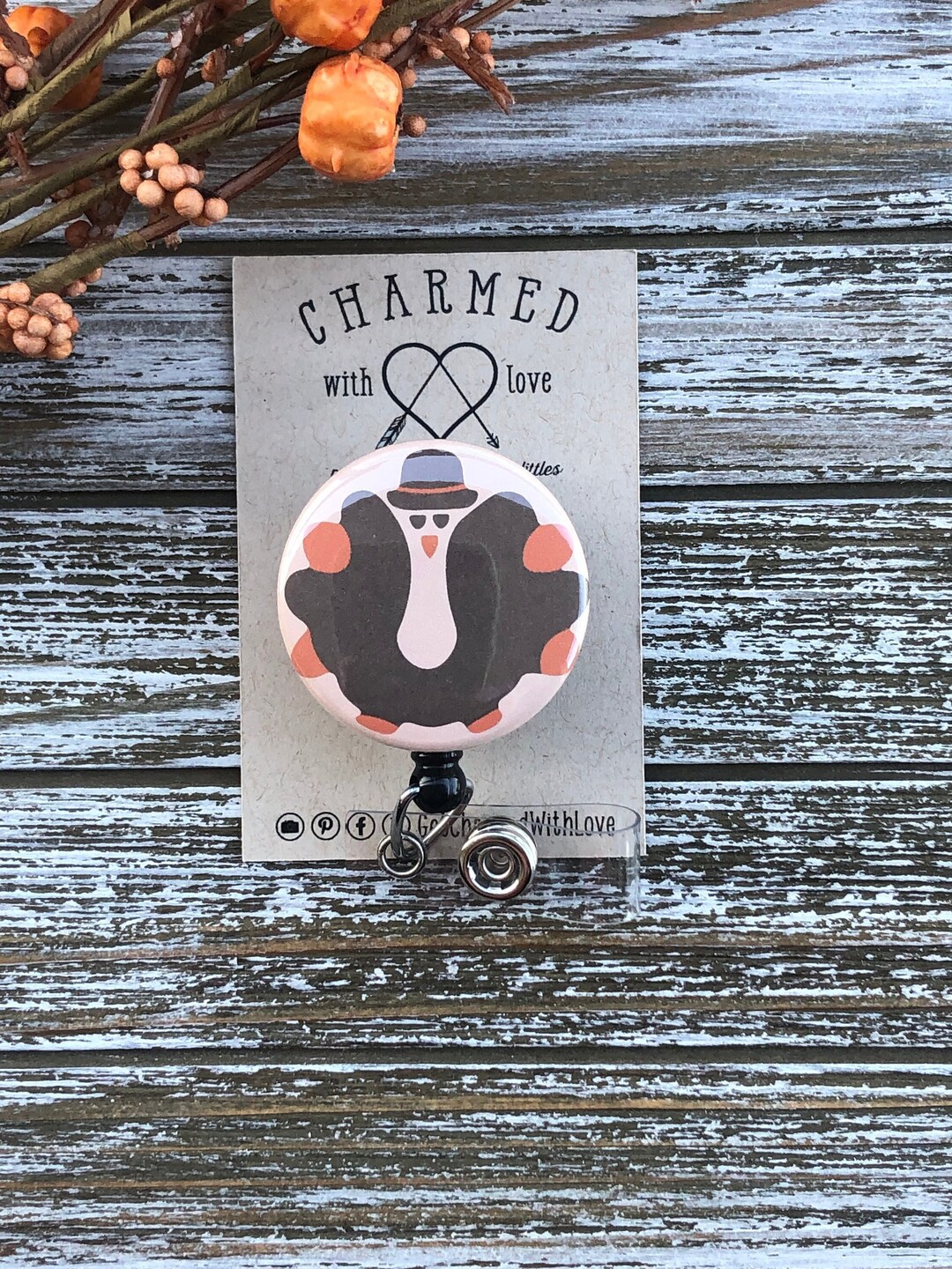 Badge Reel/turkey Badge Reel/thanksgiving/fall - Etsy