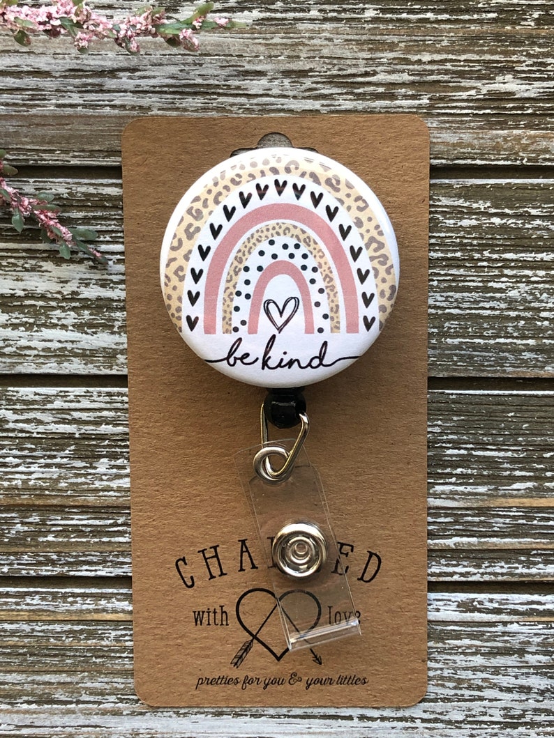 Be Kind Badge Holder/be Kind Badge Reel/leopard - Etsy