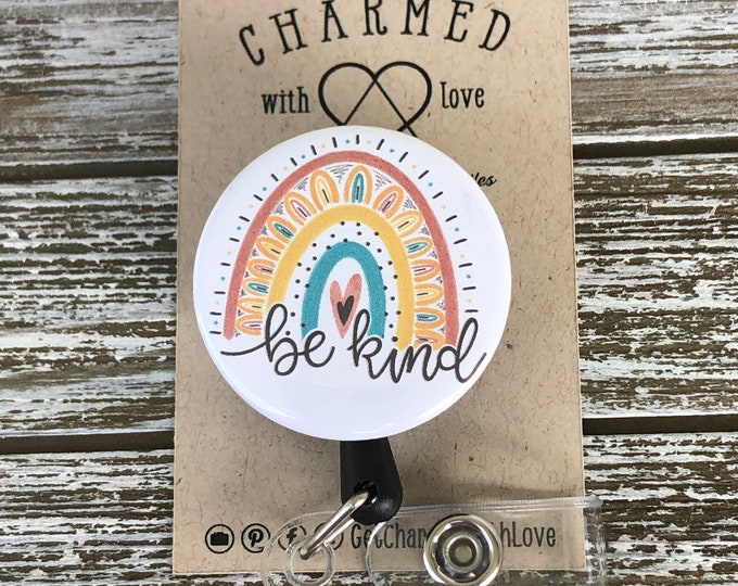 Be Kind Badge Reel/be Kind Badge Holder/be Kind Flower Badge Holder - Etsy