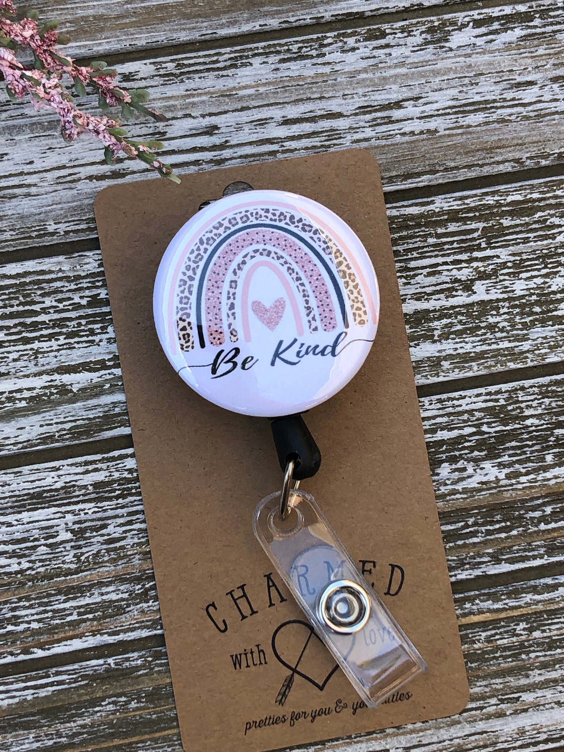 Be Kind Badge Holder/be Kind Badge Reel/leopard | Etsy