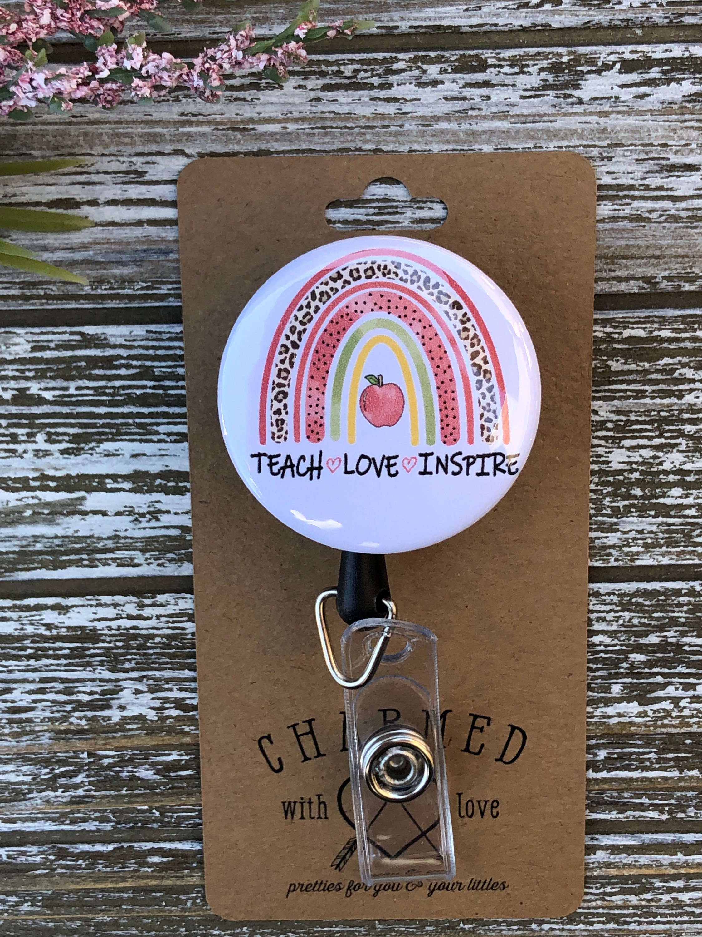 Teach/love/inspire/teacher Badge Holder/gifts for | Etsy