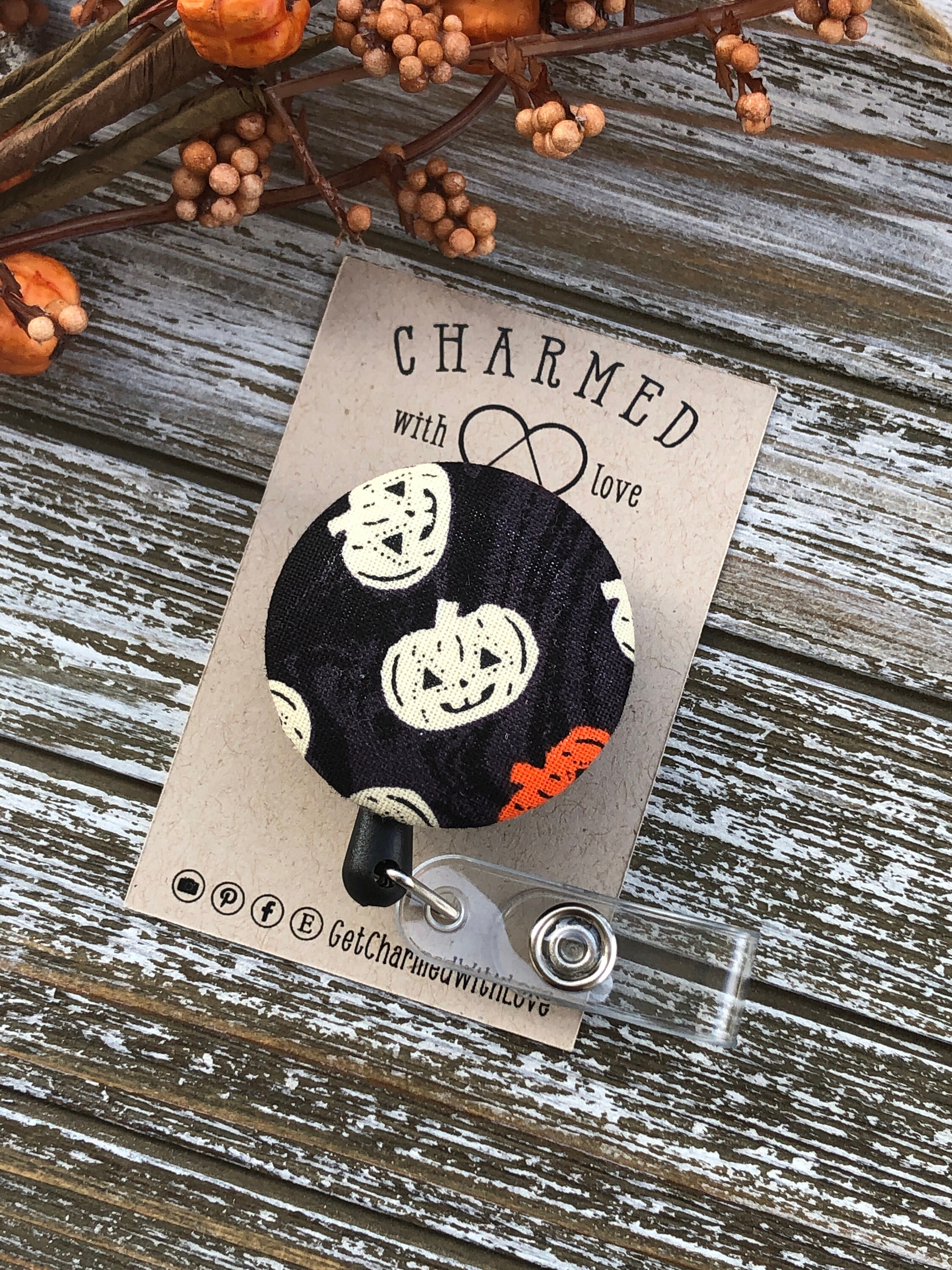 Fall Badge Reels/pumpkin Badge Holders/halloween Badge - Etsy
