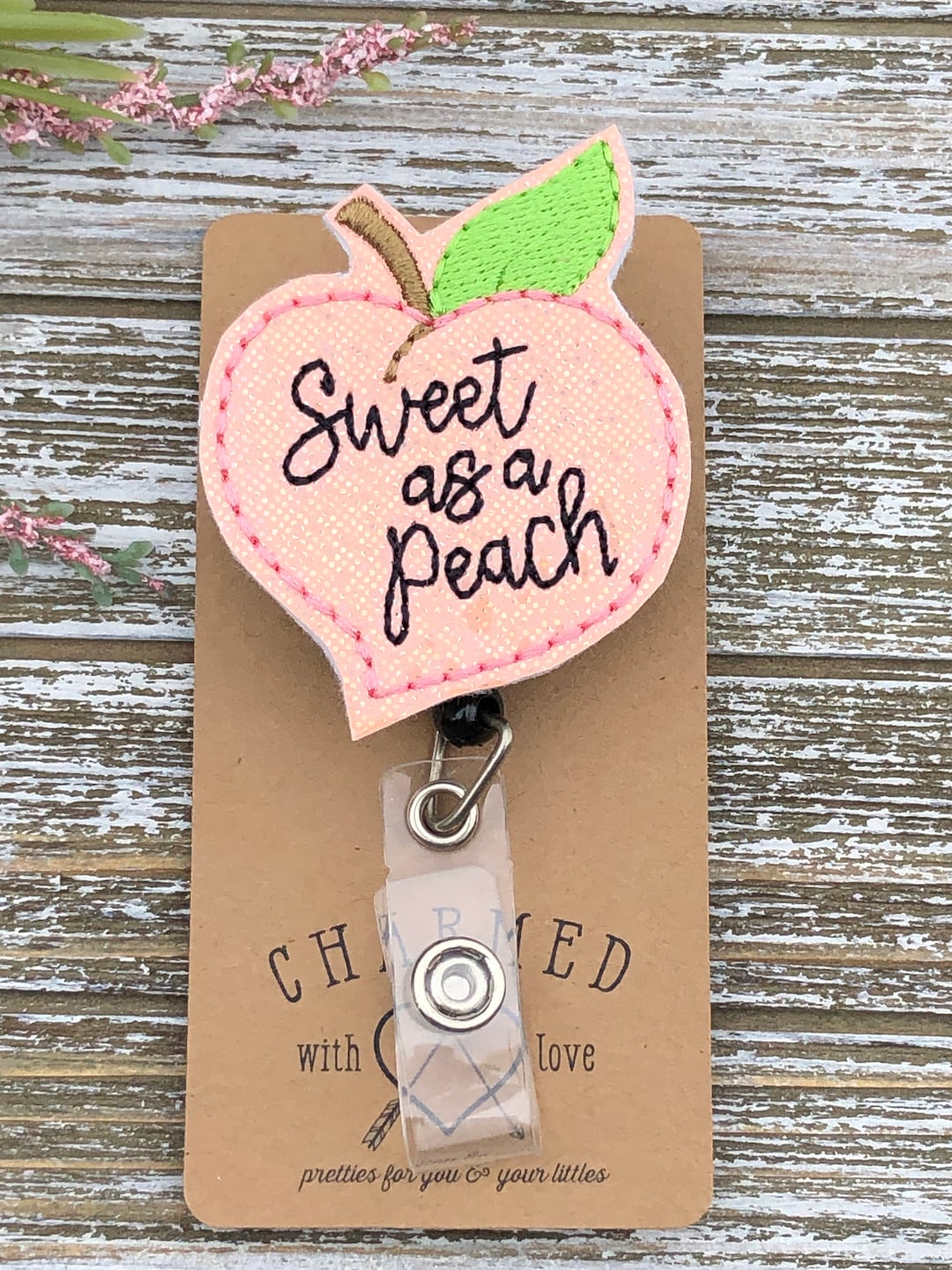 Sweet as A Peach Badge Reel/cute Badge Holder/peach Badge - Etsy