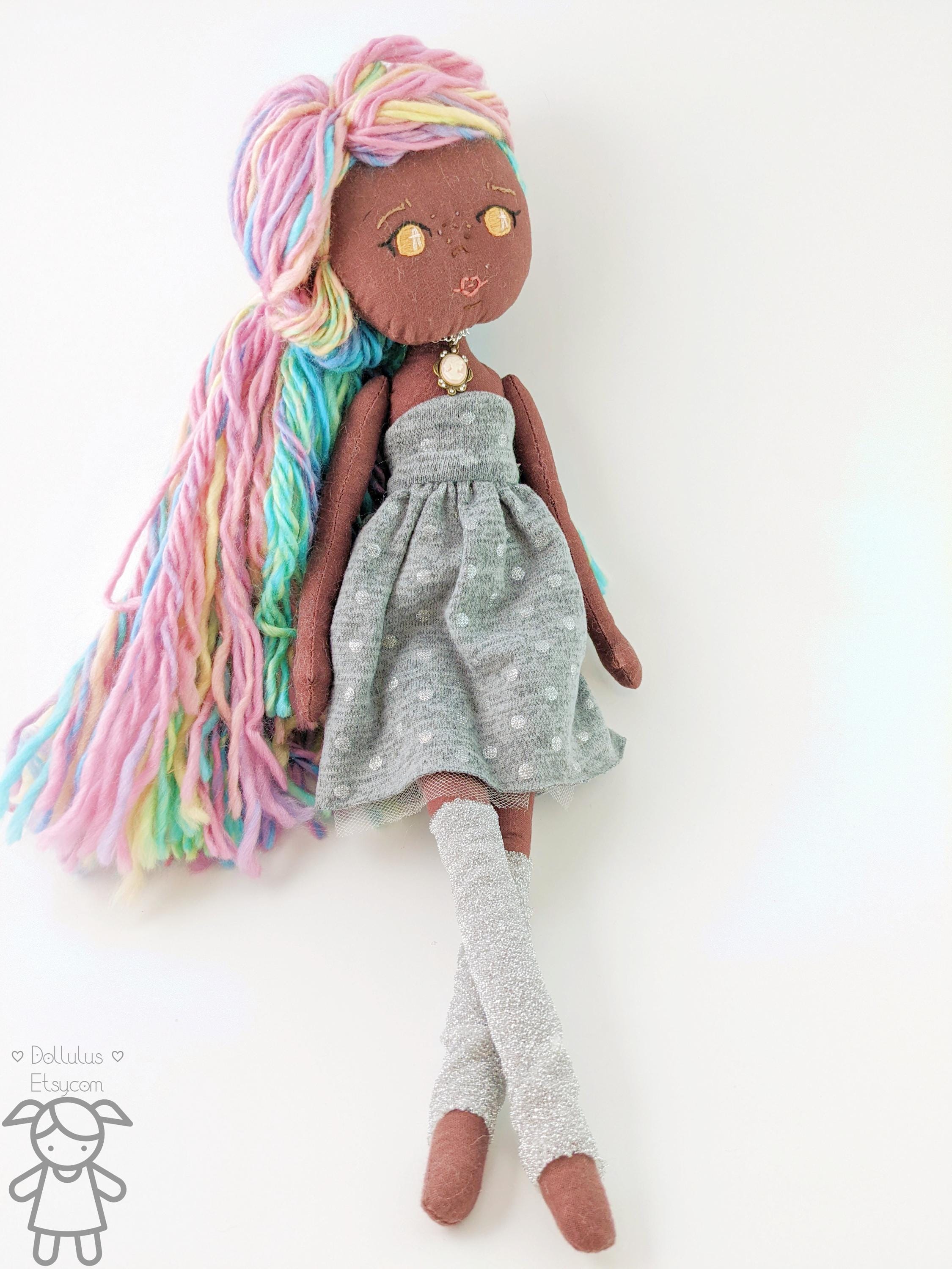 Sparkle Starlet Doll – Rainbow Hair | Handmade Art Collector Plushie ...