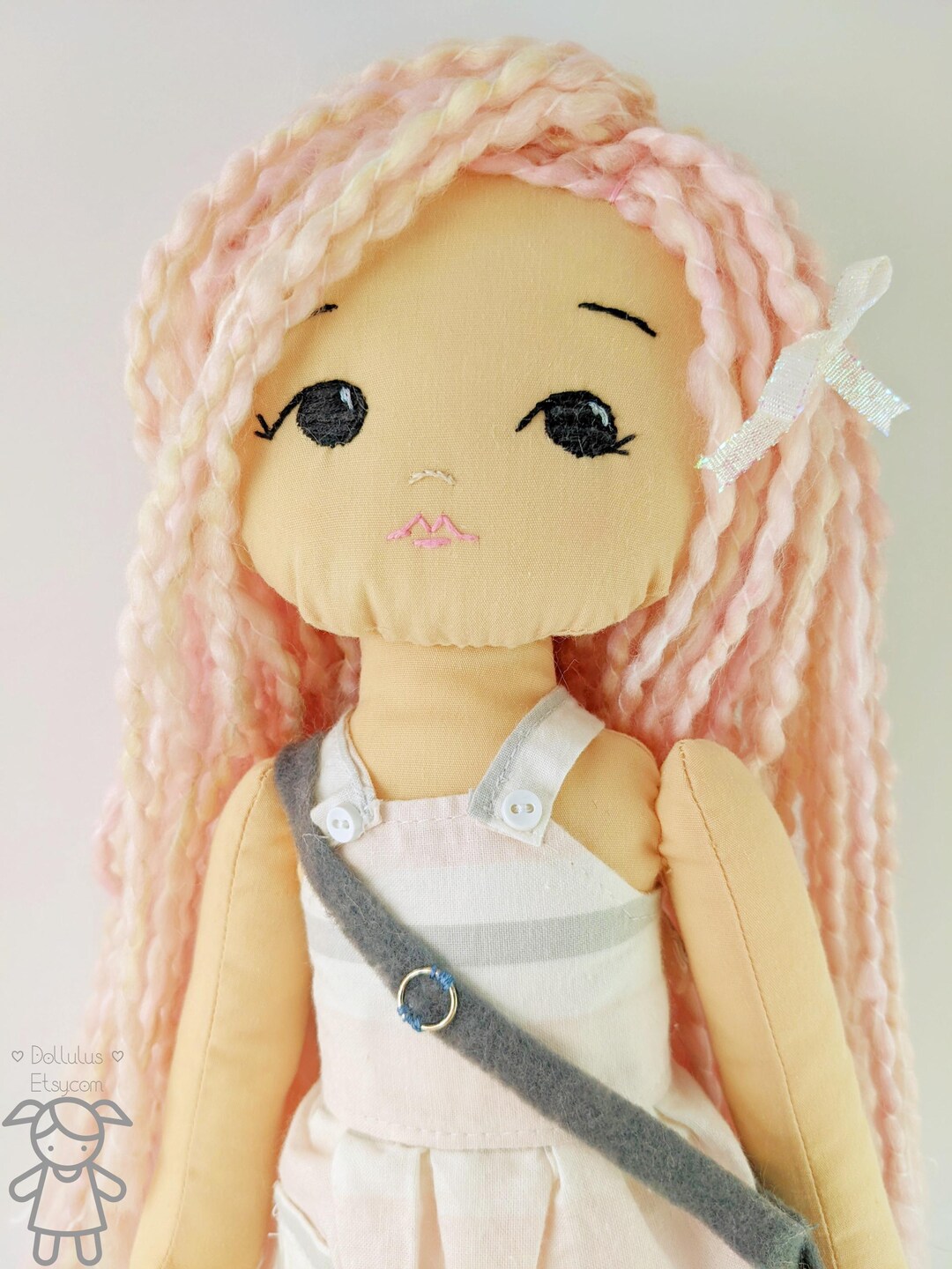 Yarn Hair Doll Pink | Handmade Art Collector Softie Plushie ...