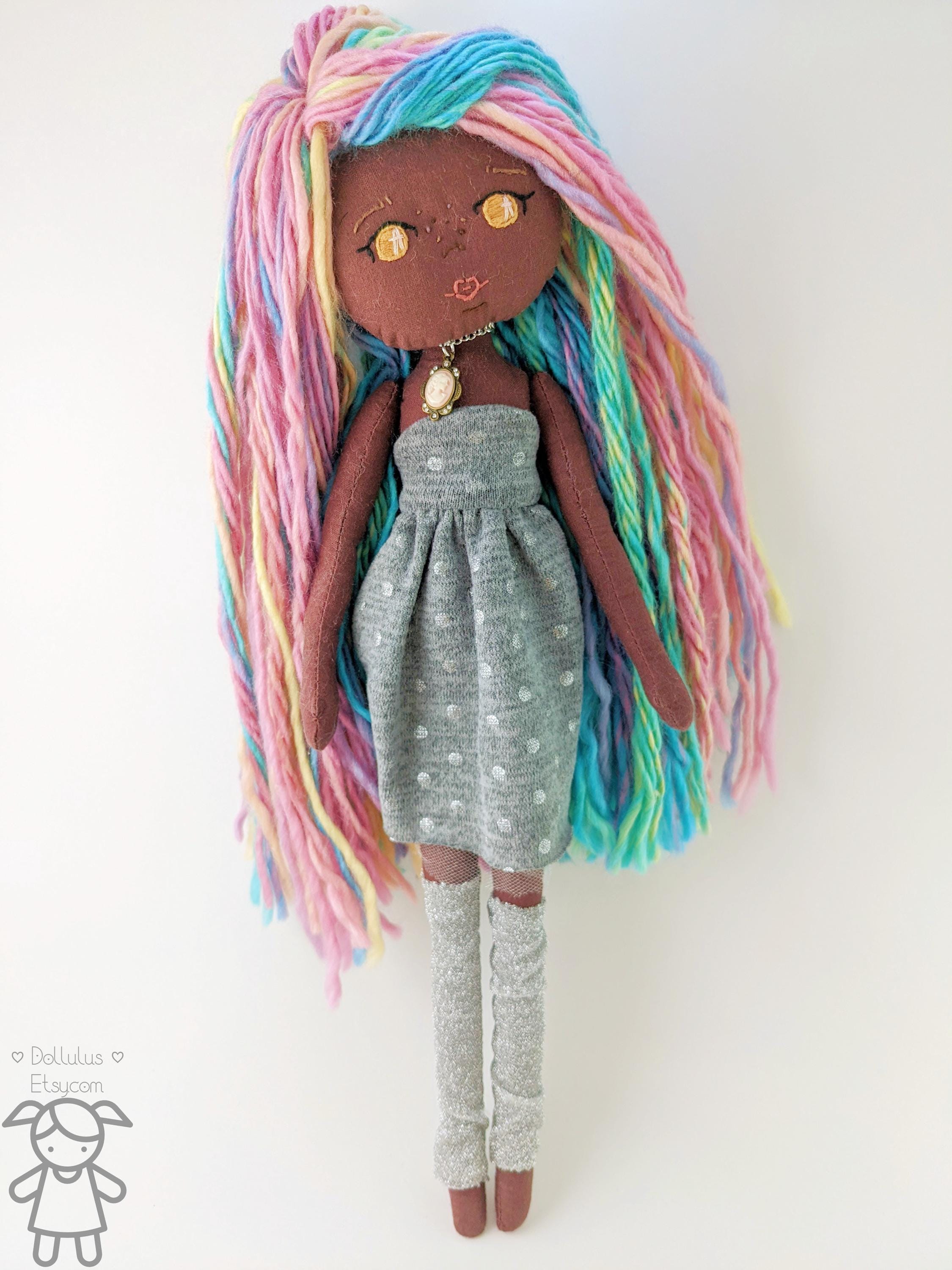 Sparkle Starlet Doll – Rainbow Hair | Handmade Art Collector Plushie ...