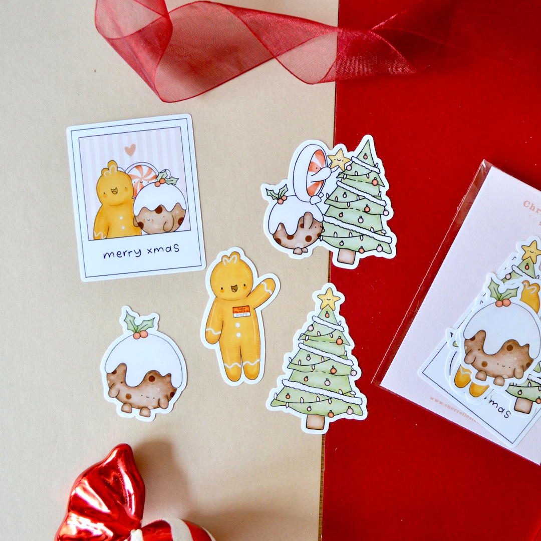 Cute Kawaii Christmas Sticker Pack for Journal Aesthetic Xmas - Etsy