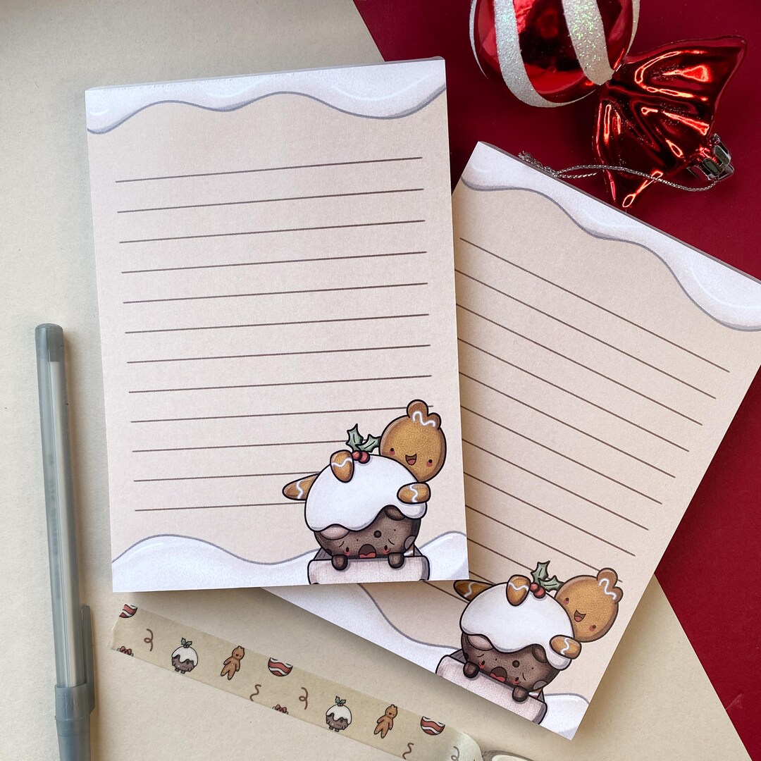 Ginjo & Pud Notepad - Cute Xmas Kawaii Aesthetic Stationery Gift ...