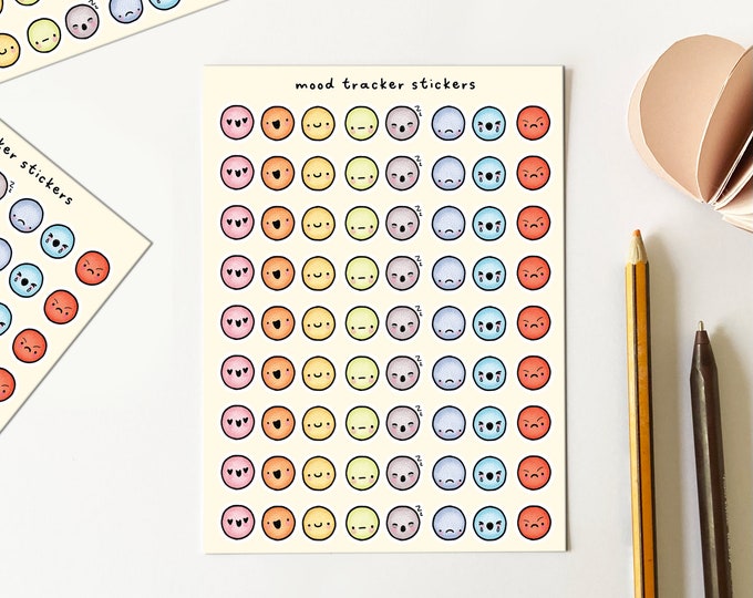 Mood Tracker Planner Sticker Sheet Emoji Stickers for Journal Mental ...