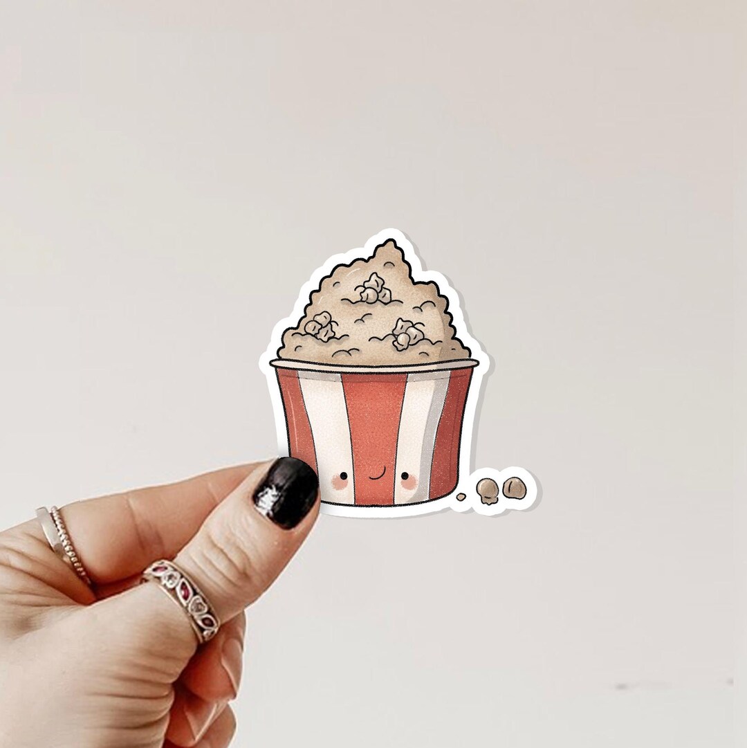 Cute Aesthetic Popcorn Die Cut Sticker, Waterproof Vinyl Quote for ...