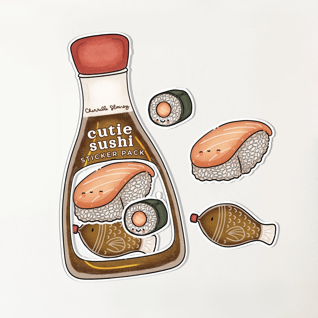 Cute Kawaii Sushi Sticker Pack | Japanese Aesthetic Stickers for ...