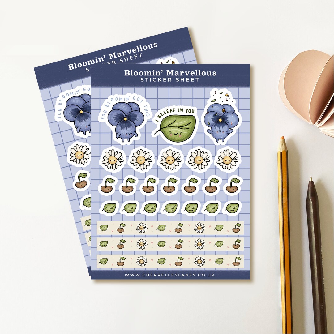 Cute Floral Planner Sticker Sheet for Journal | Flower Bujo Spread ...
