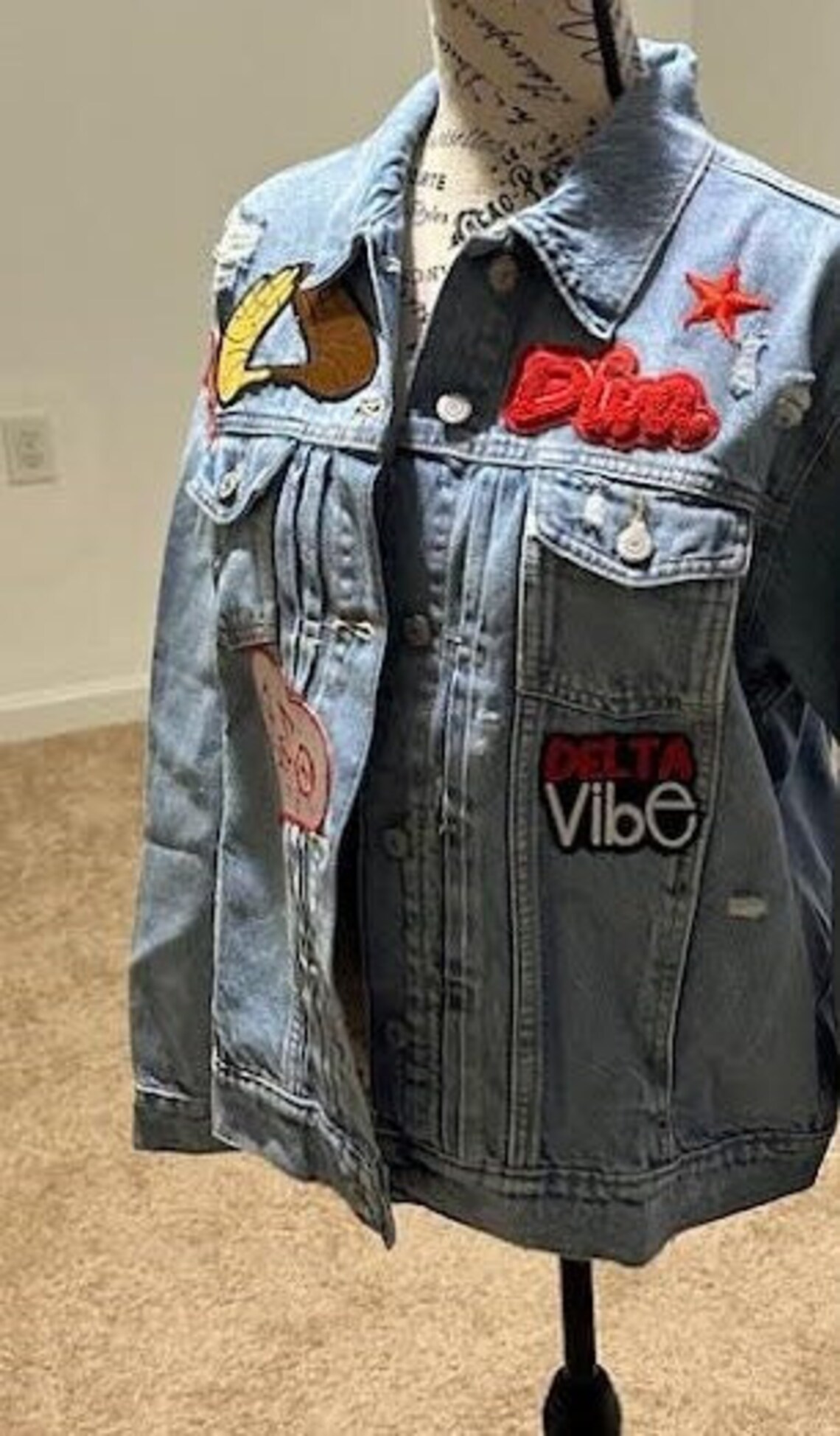 Delta Sigma Theta Denim Jacket With Patches. Sorority Denim Jacket. - Etsy