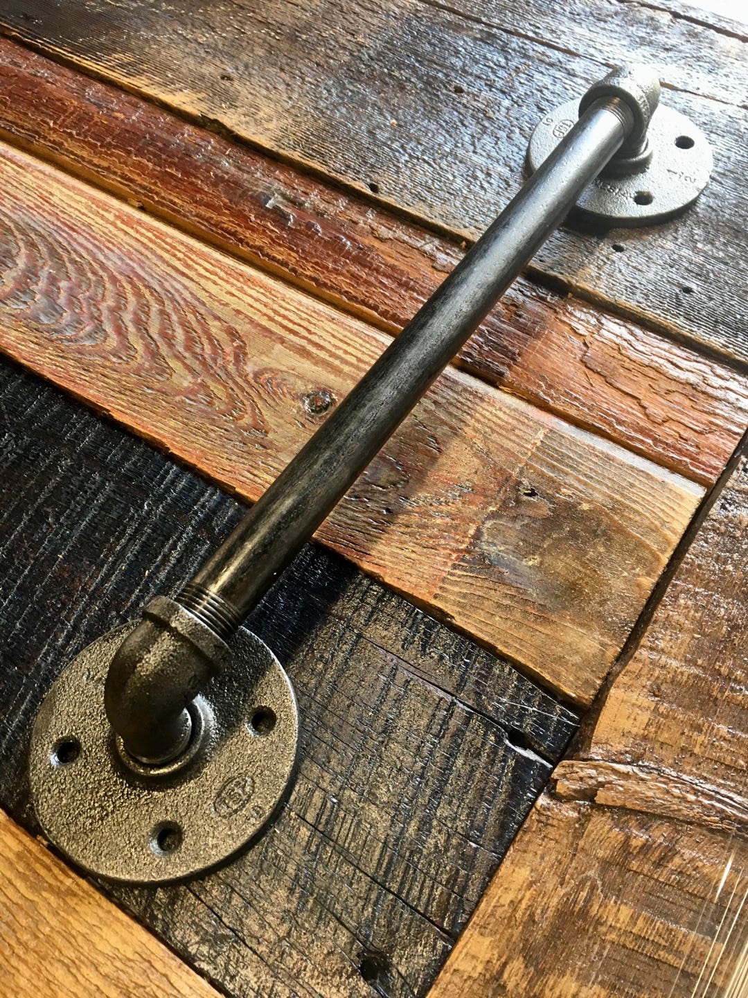 1/2" LOW PROFILE Industrial Pipe Door Handle | Barn Door Handle | Pipe ...