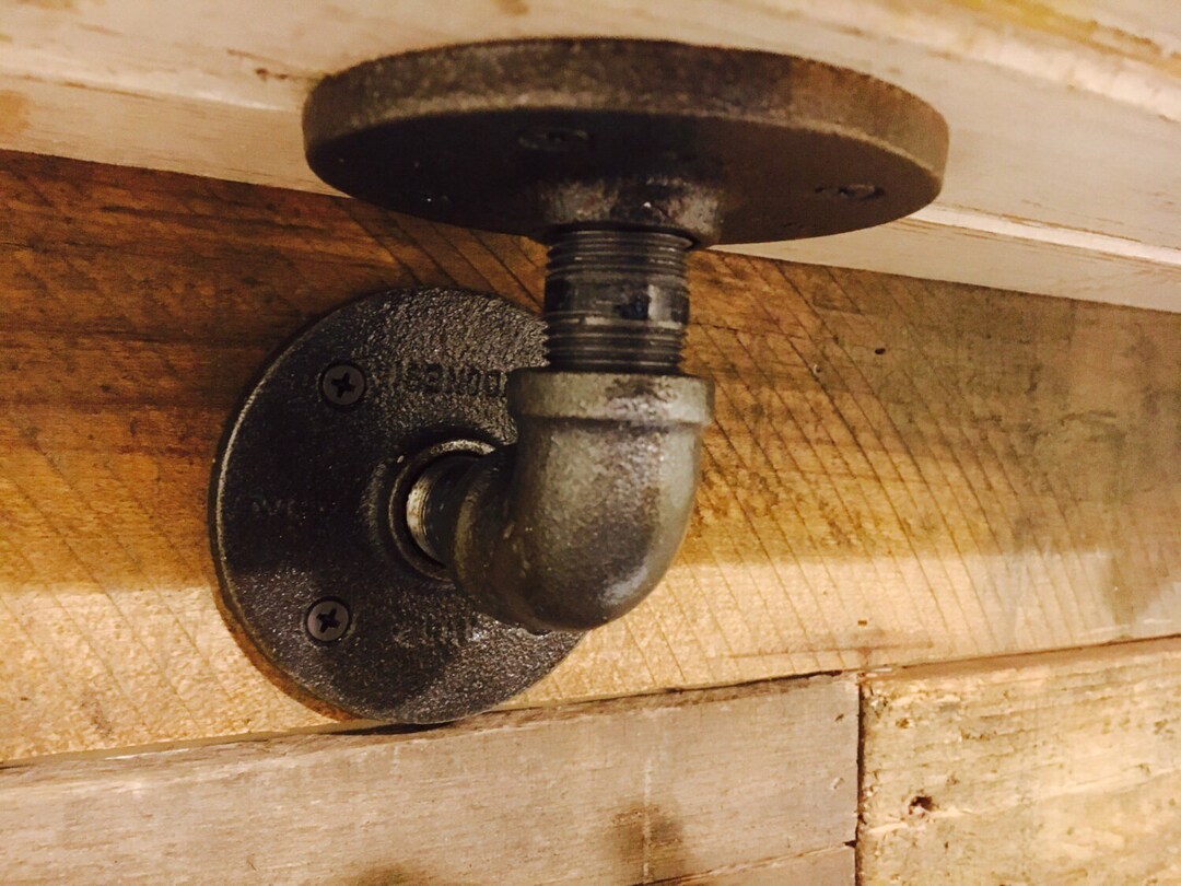 Industrial Pipe Bracket for Wood Shelf | Industrial Decor | Steampunk L ...