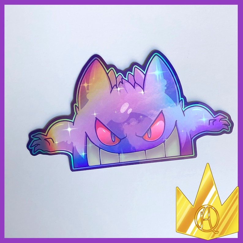 Shiny Gengar Peeker Holo Vinyl Sticker for Hydroflask Laptop - Etsy