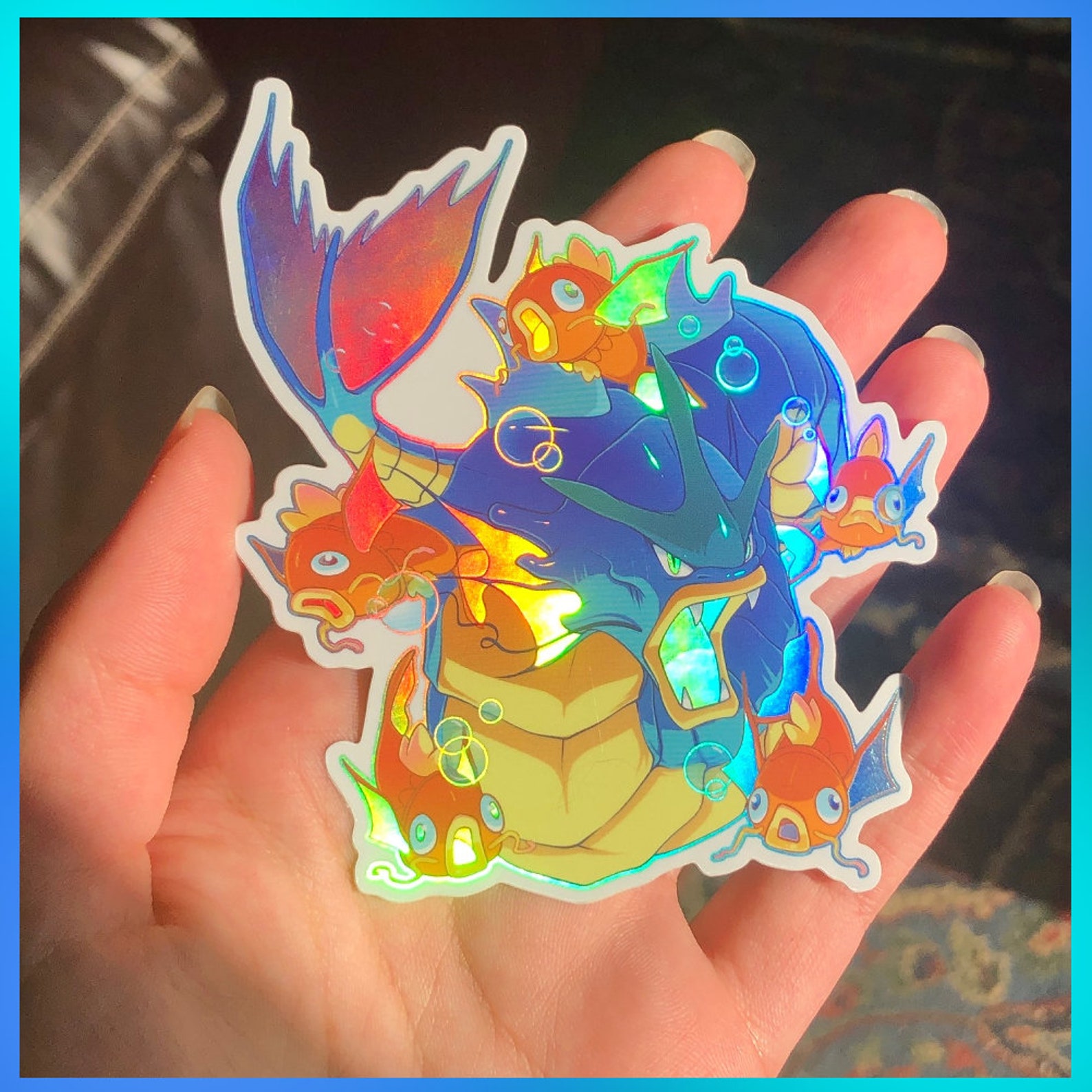 Gyarados Magikarp Holo Vinyl Sticker for Hydroflask Laptop Car - Etsy