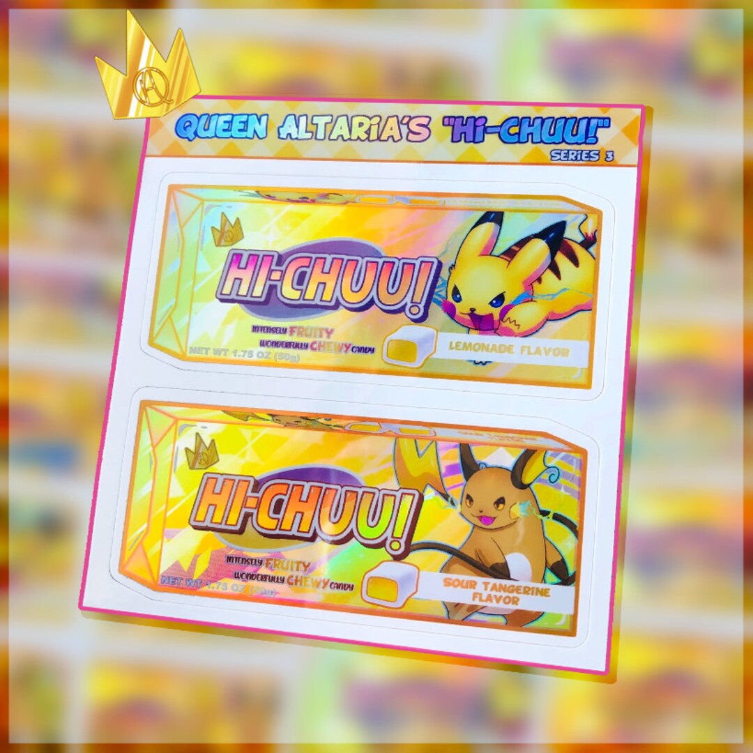 Hi-chuu! Pokemon Pikachu Raichu Holo Vinyl Sticker Sheet for Hydroflask ...