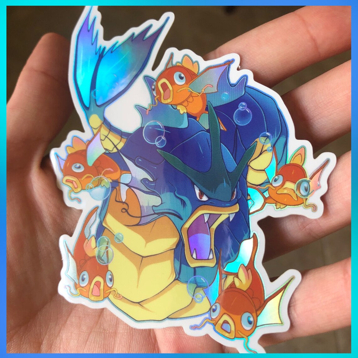 Gyarados Magikarp Holo Vinyl Sticker for Hydroflask Laptop Car - Etsy