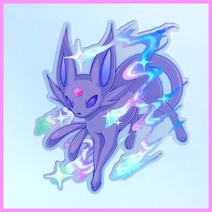 Espeon Holo Vinyl Sticker for Hydroflask Laptop Car Eevee Psychic ...