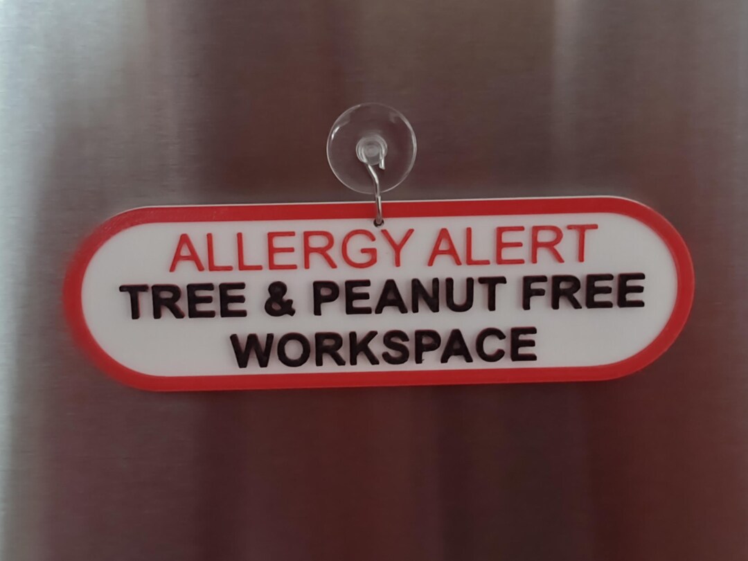 Office Workspace Allergy Sign, Nuts & Peanuts, W/hanger - Etsy