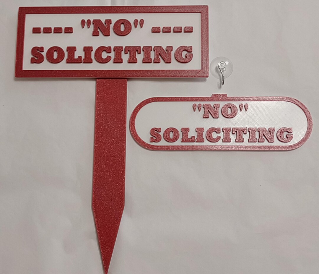 NO SOLICITING Combo, Yard & Door Signs, (with Mini Suction Cup Included ...
