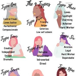 PRINTABLE Enneagram the 9 Types Overview (girlfriends Edition) - Etsy