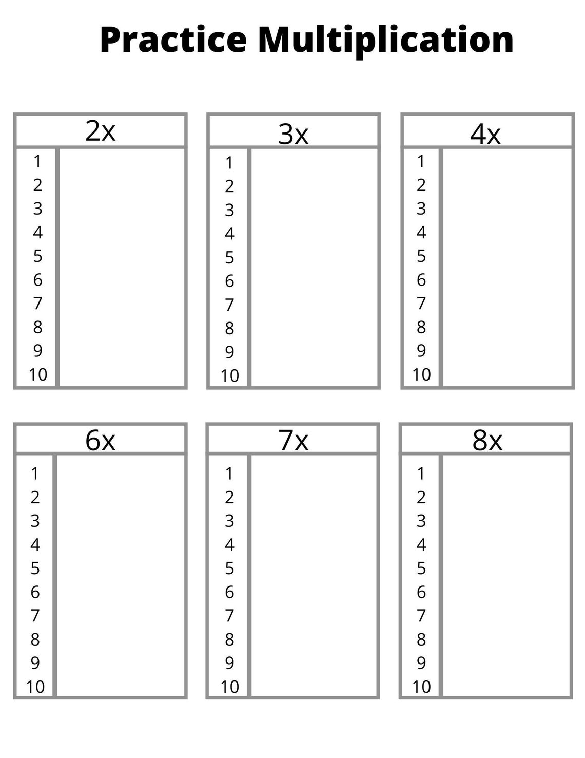 PRINTABLE MUTLTIPLICATION Practice Sheet, MATH - Etsy