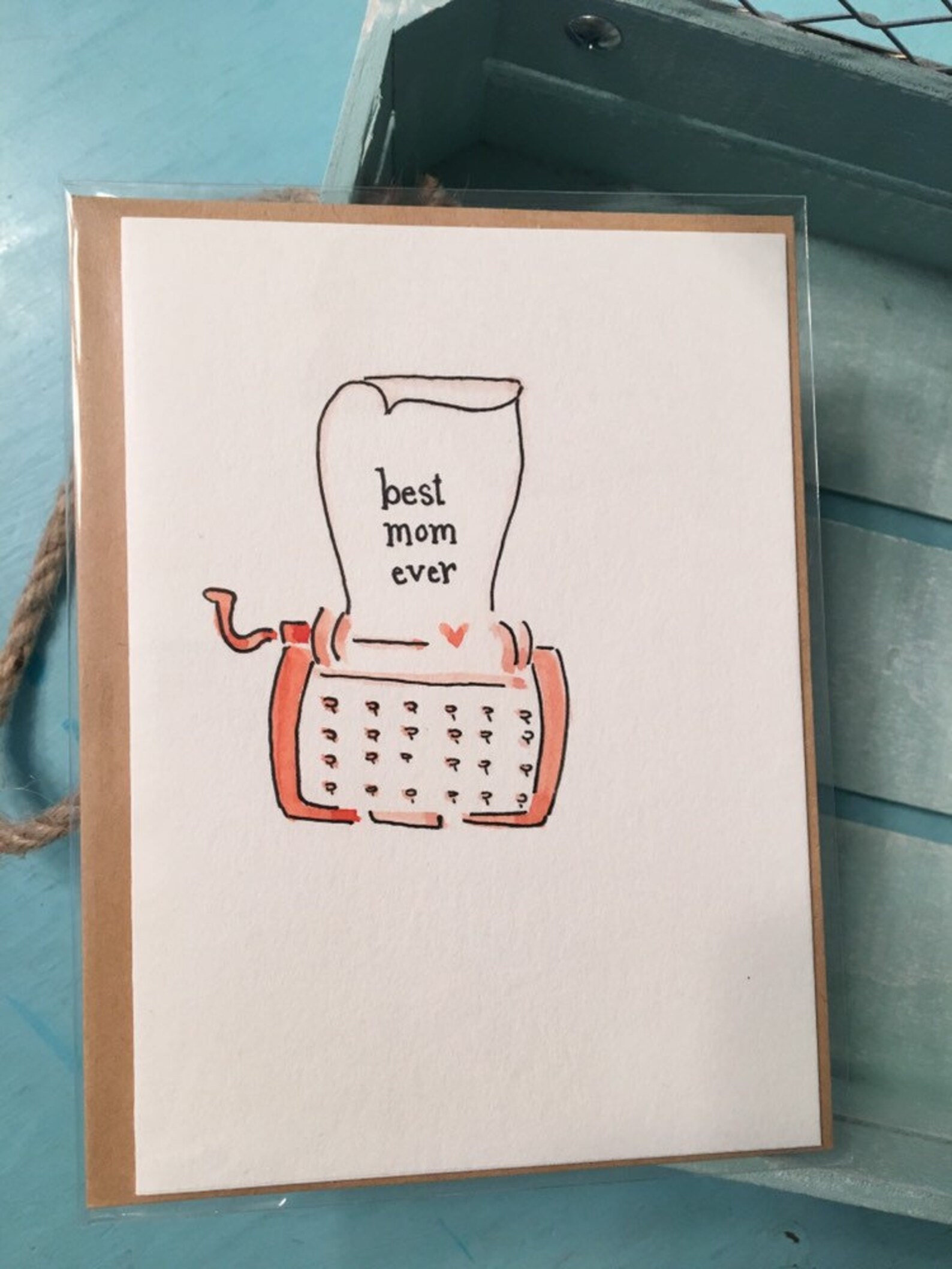 Mother's Day Card Best Mom Ever Typewriter Watercolor I - Etsy