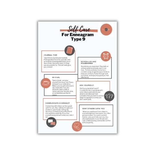 Enneagram PDF Self Care Cheat Sheet Printable Bundle - Etsy